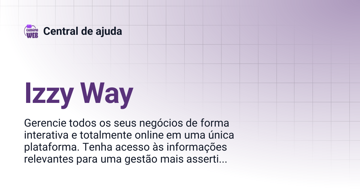 Izzy Way | Central de ajuda
